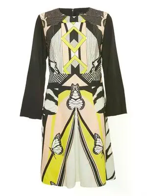 Roberto Cavalli Printed Long-sleeve Midi Dress