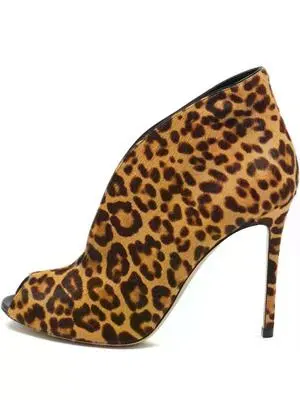 GIANVITO ROSSI Animal-print Peep-toe Boots