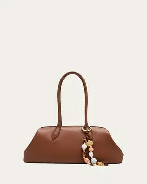 Cult Gaia Raia Leather Satchel Shoulder Bag - Saddle