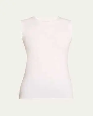 Majestic Filatures Soft Touch Sleeveless Crew - Blanc