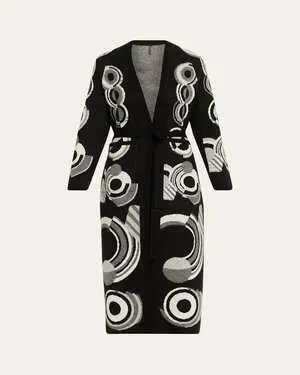 Libertine Long Belted Cashmere Cardigan - Black Multi