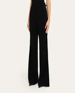 SERGIO HUDSON Velvet Stripe Crepe Trousers