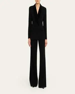 SERGIO HUDSON Velvet Stripe Crepe Trousers