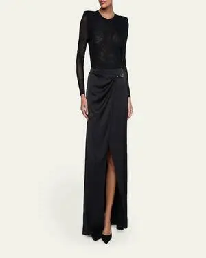 L'Agence Trista Stretch Mesh Bodysuit