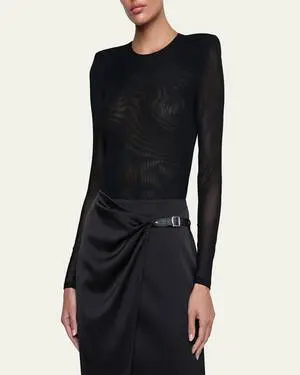 L'Agence Trista Stretch Mesh Bodysuit