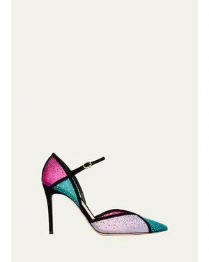 GIANVITO ROSSI 95mm Crystal-embellished Mesh Pumps - Multi