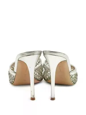 GIANVITO ROSSI Alisia Mesh Leather Sandals 11 Cm