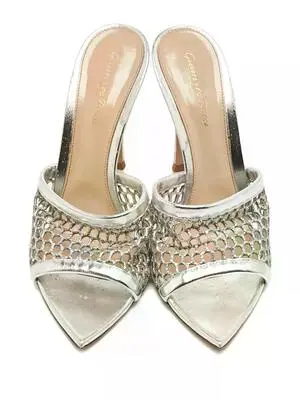 GIANVITO ROSSI Alisia Mesh Leather Sandals 11 Cm