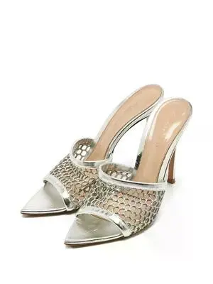 GIANVITO ROSSI Alisia Mesh Leather Sandals 11 Cm