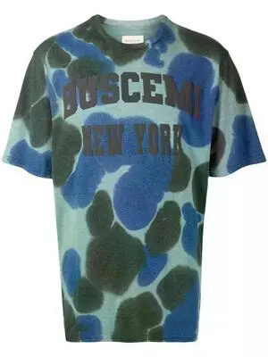 Buscemi Tie-dye Print Logo T-shirt - Blue