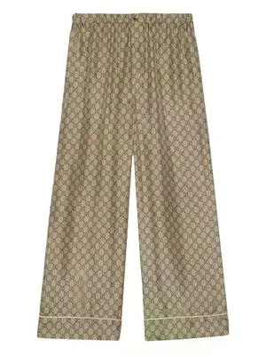 Gucci Gg Supreme Silk Palazzo Trousers