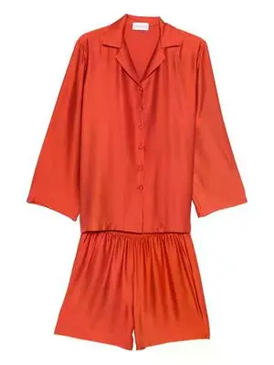 SILKYLICIOUS Silk Shorts Set - Orange