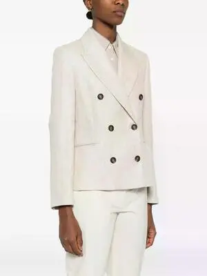 Brunello Cucinelli Button Herringbone Blazer - Neutrals