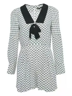 Maje Bow-print Collared Playsuit - White
