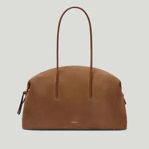 DEMELLIER The Stockholm Bowling Bag - Deep Tan Suede & Deep Tan Smooth