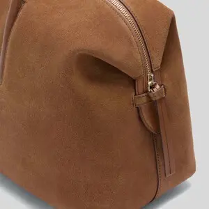 DEMELLIER The Stockholm Bowling Bag - Deep Tan Suede & Deep Tan Smooth