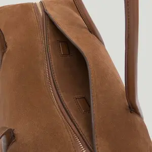 DEMELLIER The Stockholm Bowling Bag - Deep Tan Suede & Deep Tan Smooth