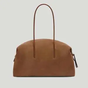 DEMELLIER The Stockholm Bowling Bag - Deep Tan Suede & Deep Tan Smooth