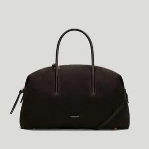 DEMELLIER Stockholm Handbag - Dark Chocolate Suede & Dark Chocolate Smooth