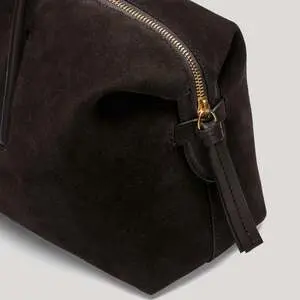 DEMELLIER Stockholm Handbag - Dark Chocolate Suede & Dark Chocolate Smooth