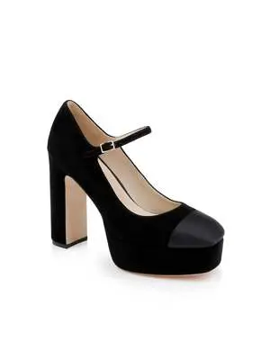 L'Agence Lilles Platform Pump - Black Suede
