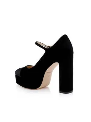 L'Agence Lilles Platform Pump - Black Suede