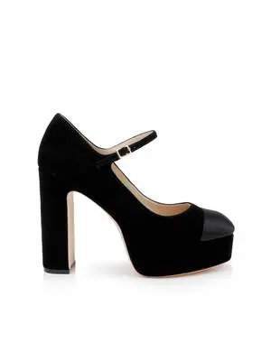 L'Agence Lilles Platform Pump - Black Suede