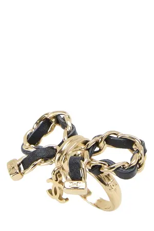 Chanel Gold Bow Ring - Black