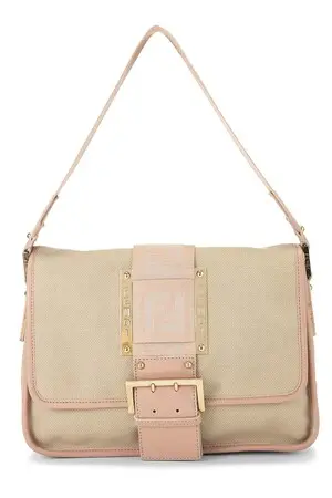 Fendi Jacquard Canvas Shoulder Bag - Beige