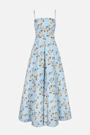 EMILIA WICKSTEAD Oceana Dress In Summer Lilies Taffeta Faille - Blue