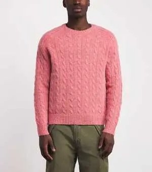Polo Ralph Lauren Wool-blend Cable-knit Sweater With Suede Patches