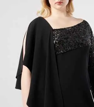 Marina Rinaldi Sequin Embellished Crepe Maxi Dress