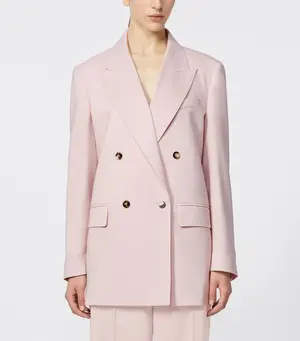 Max Mara Wool-mohair-silk Double-breasted Blazer - Beige