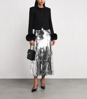 SELF-PORTRAIT Sequin-embellished Midi Skirt