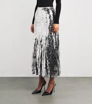 SELF-PORTRAIT Sequin-embellished Midi Skirt