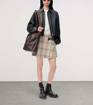 Loewe Wool-blend Checked Mini Skirt