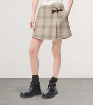 Loewe Wool-blend Checked Mini Skirt