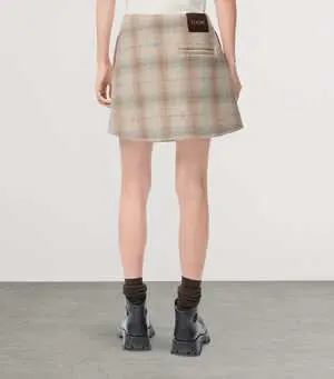 Loewe Wool-blend Checked Mini Skirt