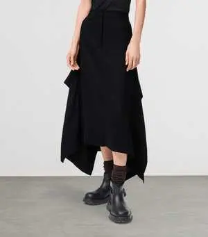 Loewe Leather-trim Side-pleat Midi Skirt
