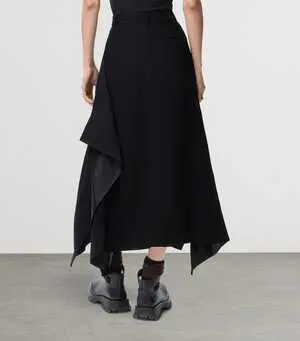 Loewe Leather-trim Side-pleat Midi Skirt
