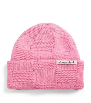 ABOUT:BLANK Cotton-blend Checkerboard Knit Beanie - Pink