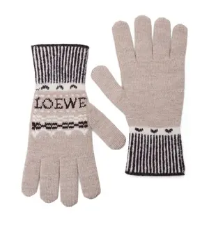 Loewe X Louis Wain Wool-blend Gloves - Beige