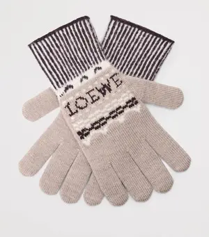Loewe X Louis Wain Wool-blend Gloves - Beige