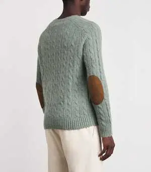 Polo Ralph Lauren Wool-blend Elbow-patch Cable-knit Sweater