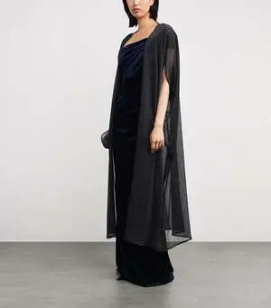 Talbot Runhof Metallic Voile Cape