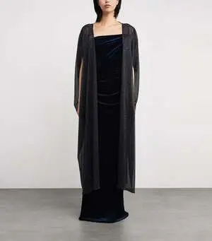 Talbot Runhof Metallic Voile Cape
