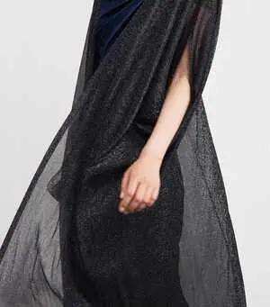 Talbot Runhof Metallic Voile Cape