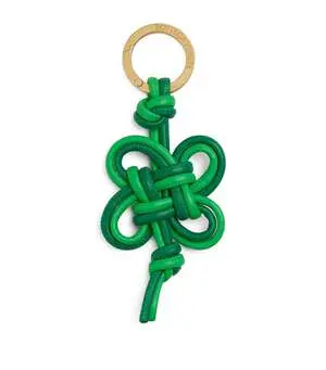 Bottega Veneta Leather Quadrifoglio Keyring - Green