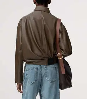 Loewe Calfskin Draped Bomber Jacket - Green
