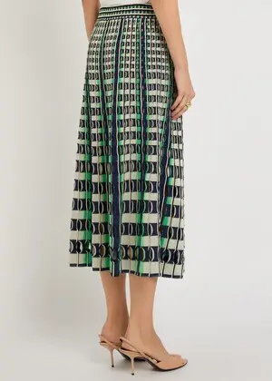 Simkhai Drue Gingham Knit Midi Skirt - Navy